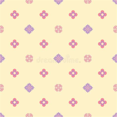 Pink And Purple Damask Flower Monogram Pattern On A Light Yellow Background Stock Illustration