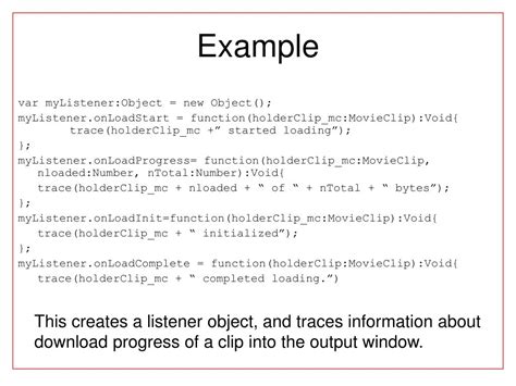 Ppt Actionscript Loading External Content With Moviecliploader Class Listener Objects