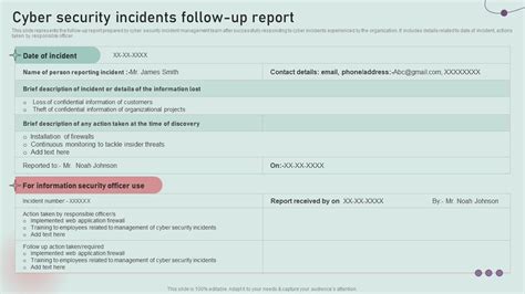 Cyber Security Incidents Follow Up Report Development And Implementation Of Security Incident