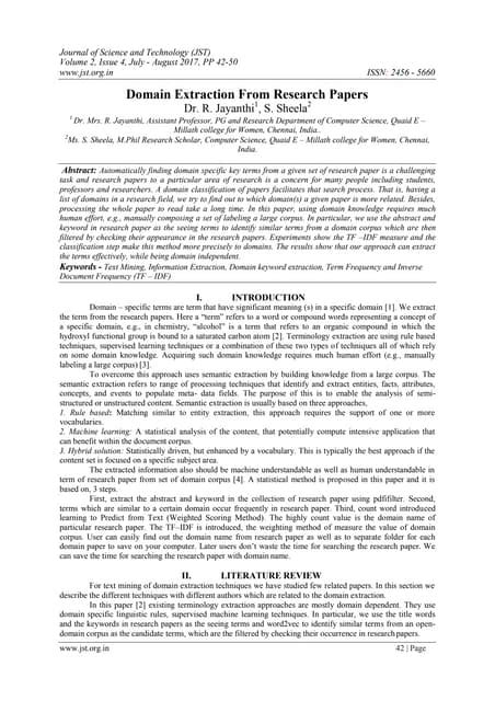 Domain Extraction From Research Papers Pdf