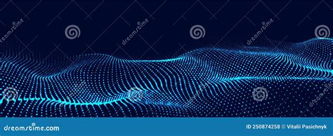 Dynamic Blue Particle Wave Futuristic Point Glowing Wave Flow Digital Structure Data