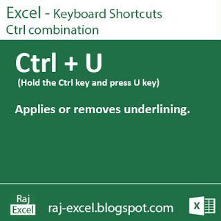 Raj Excel Excel Shortcut Keys Using Ctrl U Underlining T