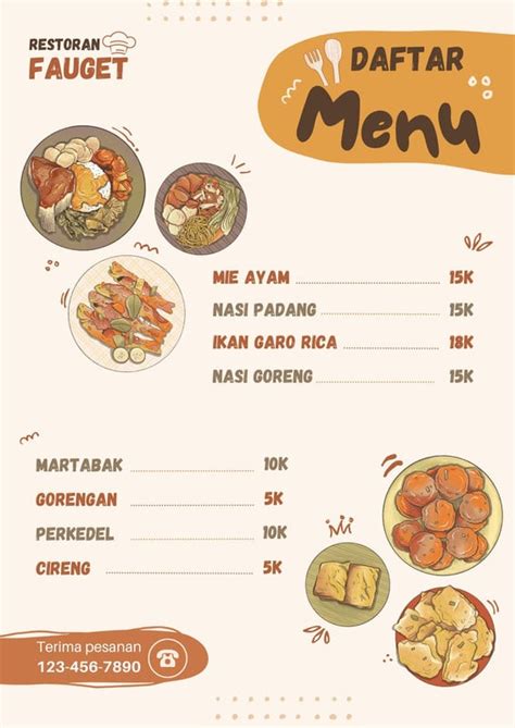 Gratis Desain Contoh Daftar Menu Canva