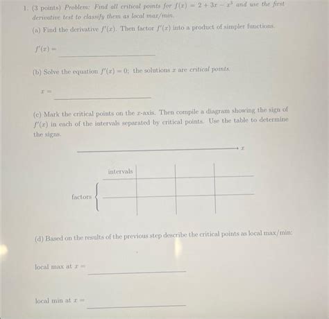 Solved 1 3 Points Problem Find All Critical Points For