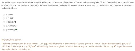 Solved A Satellite Based Optical Transmitter Operates With A