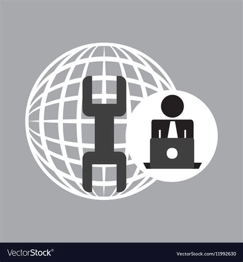 Silhouette Programmer Working Laptop Global Vector Image