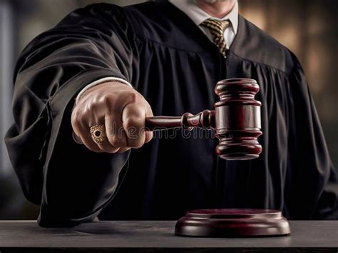 Close Up Of A Judgeand X27 S Hand Holding The Gavel And About To Knock