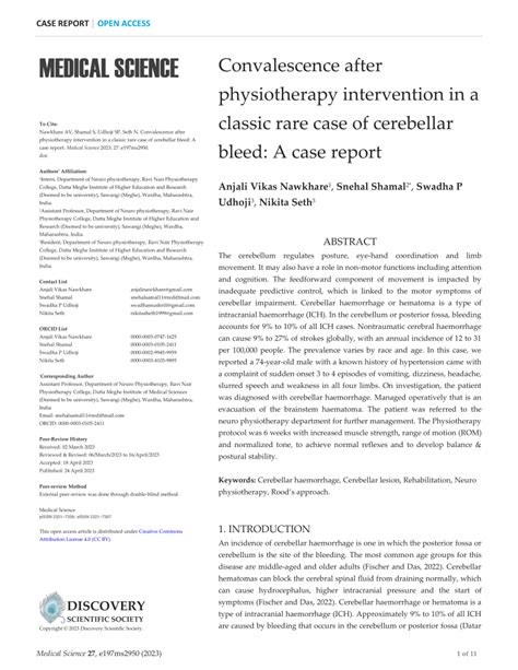 Pdf Convalescence After Physiotherapy Intervention In A Classic Rare