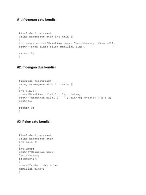 Contoh Source Code Dari Soal Kondisi Dan Loopong Pdf Komputer