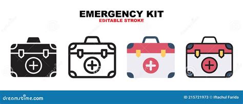 Emergency Kit Icon Set With Different Styles Stock Vector