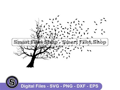 Wind Blowing Leaves Off Tree Svg Wind Svg Windy Svg Autumn Svg Leaves Svg Tree Dxf Tree
