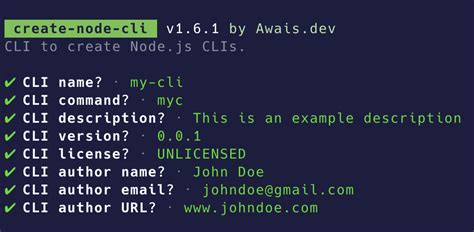 installation create node cli