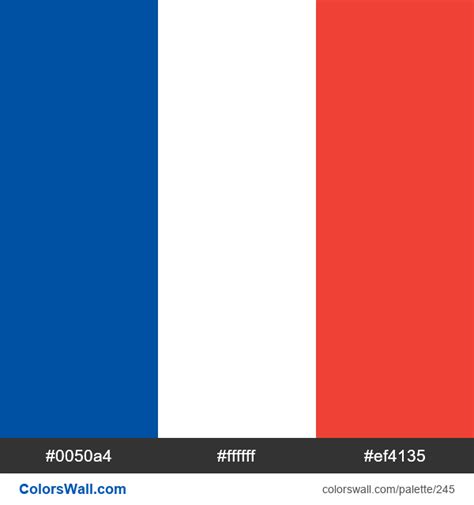France Flag Colors 0050a4 Ffffff Ef4135 Colorswall