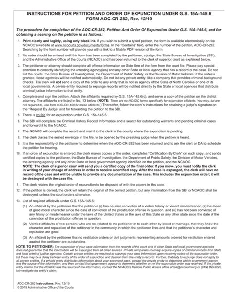 Download Instructions For Form Aoc Cr 282 Petition And Order Of