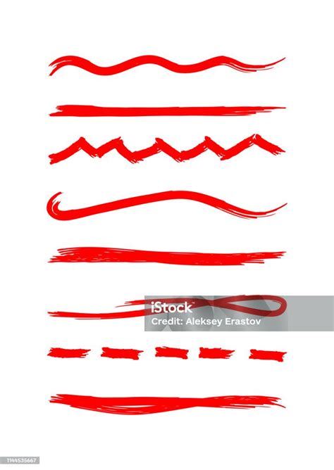 손으로 그린 그런 지 세트는 밑줄입니다 벡터 일러스트입니다 밑줄에 대한 스톡 벡터 아트 및 기타 이미지 밑줄 빨강 싸인펜 Istock