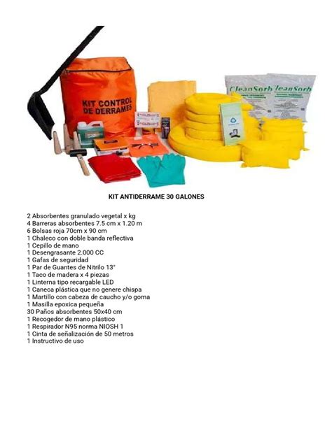 Kit Antiderrame 30 Galones Contenido Y Uso Pdf Salud Y Bienestar