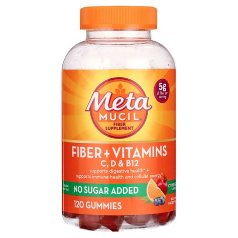 Metamucil Daily Fiber Supplement Gummies Plus Vitamins C D And B12 120