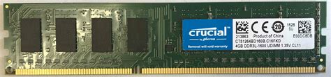 4gb 2rx8 Pc3l 12800u Crucial Gebruiktegeheugen