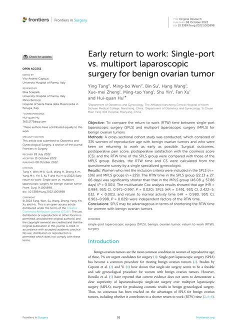 Pdf Early Return To Work Single Port Vs Multiport Laparoscopic