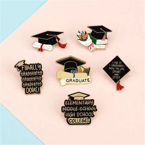 School Graduation Season Enamel Brooches Creative Flower Bachelor S Hat