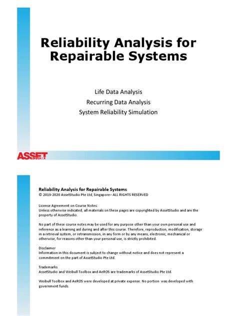 Reliability Analysis For Repairable V19 Pdf Reliability
