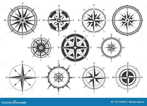 Vintage Nautical Compass Old World Map On Vector Paper Texture With