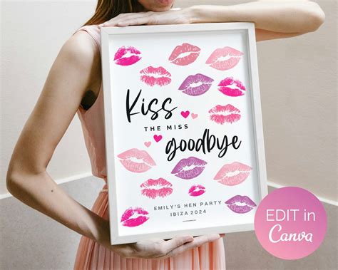 Editable Kiss The Miss Goodbye Sign Perfect For Bridal Showers