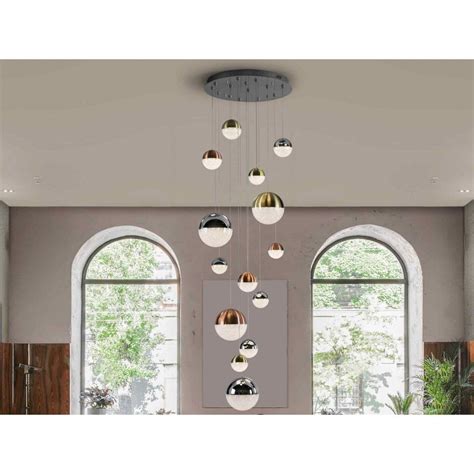 793258gb Sphere Led Pendant 14 Light Dimmable Copper Brass Chrome