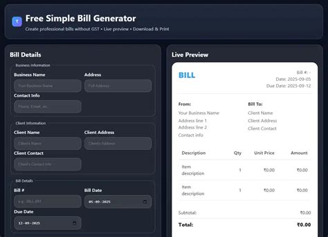 Free Bill Generator Non Gst Invoices Download And Print