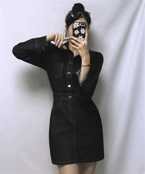 2col최저가허리잘록 데님 카라 허리밴딩 포켓 긴팔원피스 청원피스 카라원피스 데님원피스 흑청원피스 진청원피스 포켓원피스 스티치원피스 카라 단추 긴팔 점프수트 점프슈트