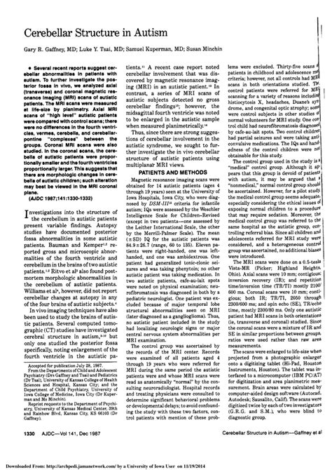 Pdf Cerebellar Structure In Autism