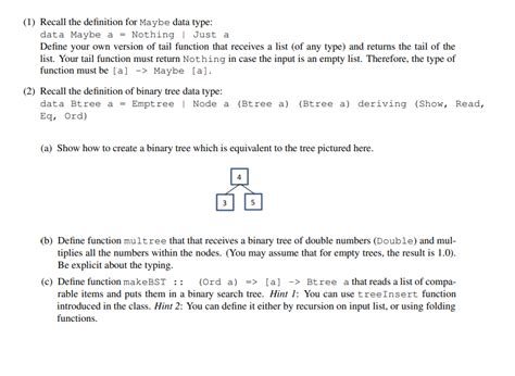 solved 1 recall the definition for maybe data type data