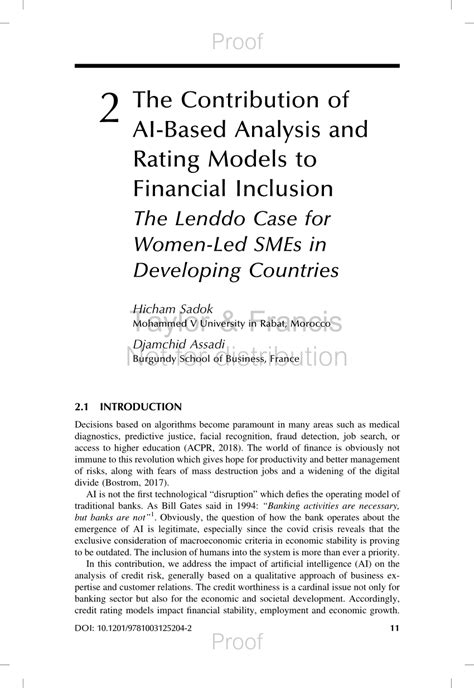 Pdf The Contribution Of Ai Based Analysis And Rating Models To Financial Inclusion