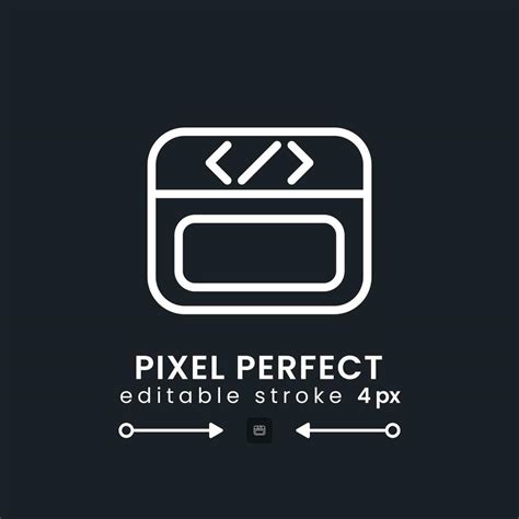 Webpage Coding White Linear Desktop Icon On Black Web Page Programming