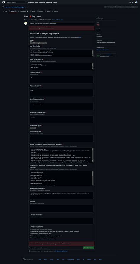 Cannot Create Issue Comment Is Too Long Maximum Is 65536 Characters