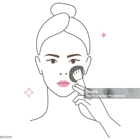 아름다운 소녀는 그녀의 얼굴을 돌봐 스킨케어 의식을 만드는 여성 뷰티 루틴 얼굴 마스크 보습 플랫 벡터 일러스트 레이션 아이콘 건강한 생활방식에 대한 스톡 벡터 아트 및