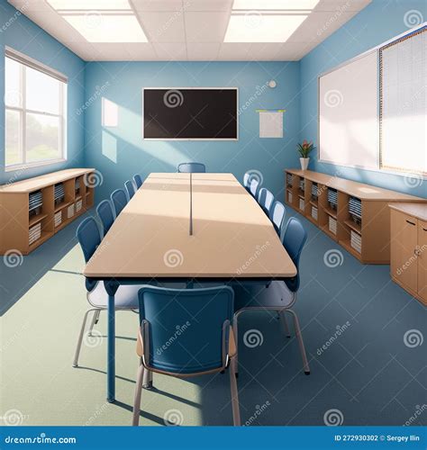 College Classroom Tables And Chairs Generative Ai Stock Illustration Illustration Of