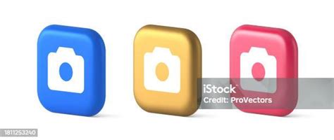 카메라 멀티미디어 응용 프로그램 콘텐츠 제작 디지털 버튼 3d 사실적인 아이콘 3차원 형태에 대한 스톡 벡터 아트 및 기타 이미지 3차원 형태 공란 광학 기기