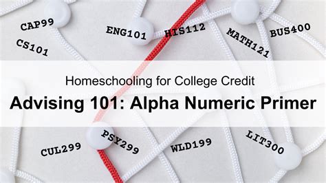 Advising 101 An Alphanumeric Primer Homeschooling For College Credit