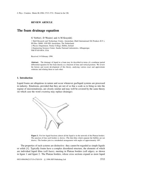 Pdf The Foam Drainage Equation