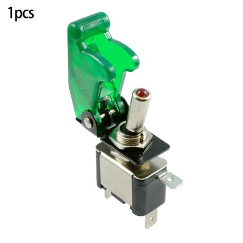 Illuminated Led Toggle Switch With Missile Style Flick Cover 12v Car Dash