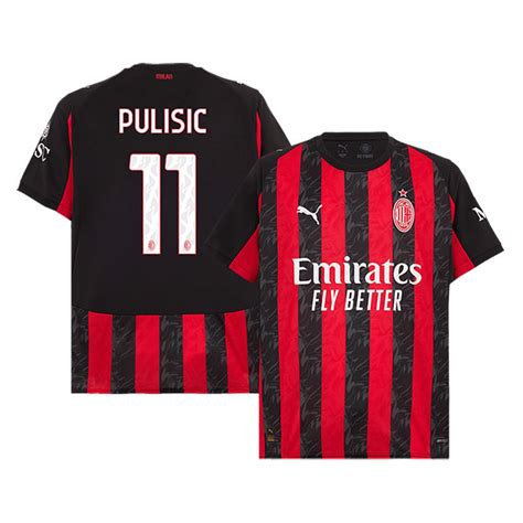 2025 2026 Ac Milan Pulisic 11 Home Soccer Jersey Team Soccer Jerseys