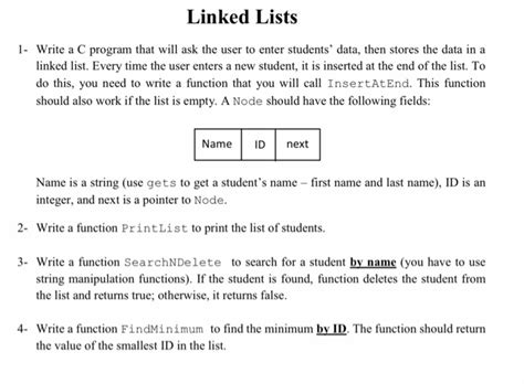 Solved Linked Lists 1 Write A C Program That Will Ask The