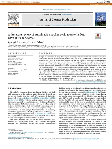 Pdf A Literature Review Of Sustainable Supplier Evaluation With Data