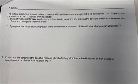 Solved The Tertiary Structure Of A Protein Refers To The