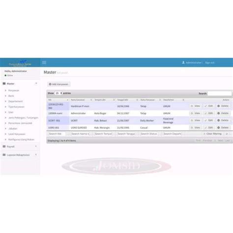 jual aplikasi penggajian berbasis web codeigniter di seller omsid