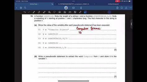 Specimen 2023 2210 Q10 Paper2b String Handling Algorithm O