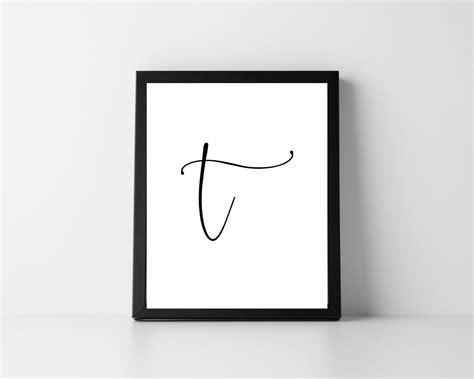 Letter T Lowercase Script Digital Printable Art Instant Download Alphabet Initial