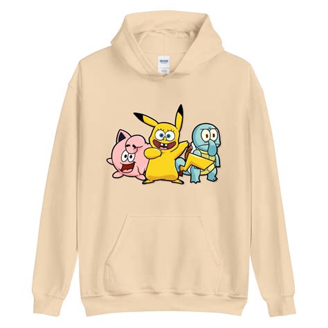 Parody Of Pokémon Hoodie Spongebob Squidward Tentacles Patrick Star And Pikachu Hoodie New