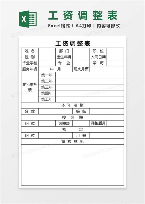 工资调整表excel模板下载excel图客巴巴